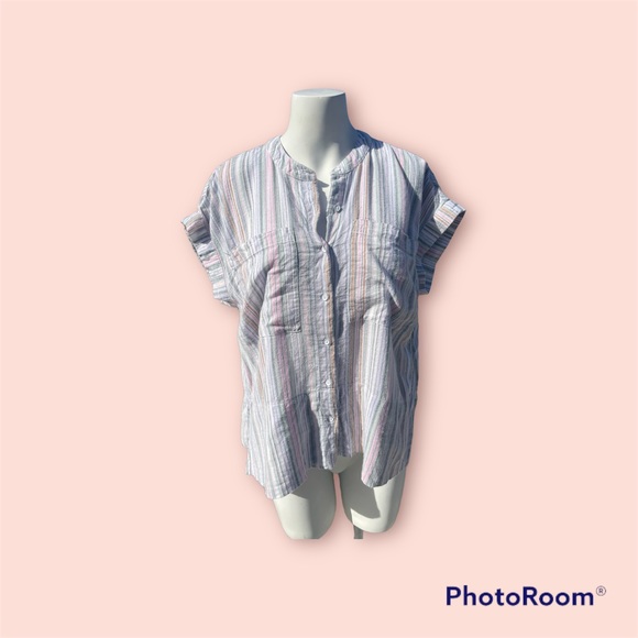 William Rast | Tops | William Rast Linen Womens Striped Button Down ...